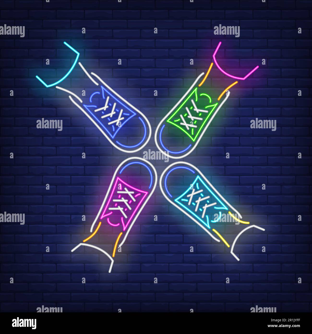 Four feet standing in circle neon sign Stock Vector Image & Art - Alamy