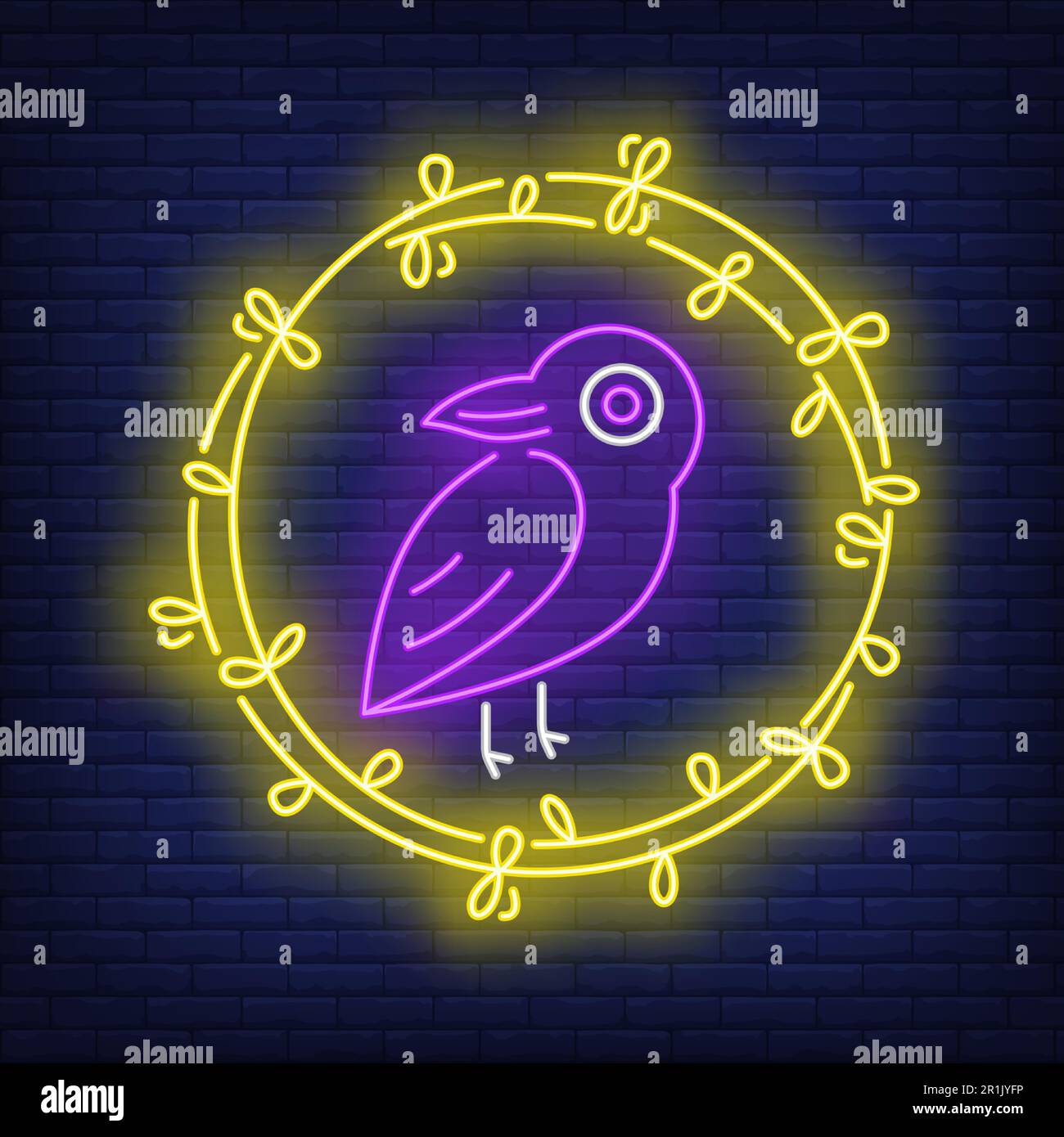 Crow in circle neon sign Stock Vector Image & Art - Alamy