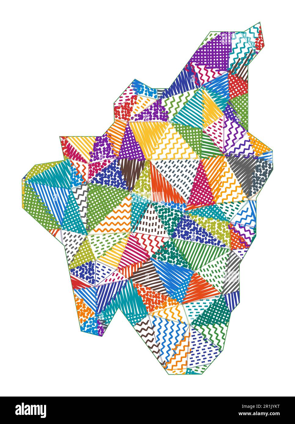 Kid style map of Lobos Island. Hand drawn polygons in the shape of Lobos Island. Vector ...