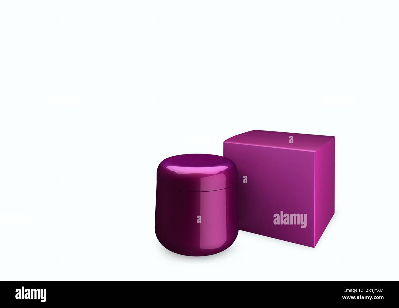 Blank deep lilac nacre cosmetic jar mock up on white background with ...