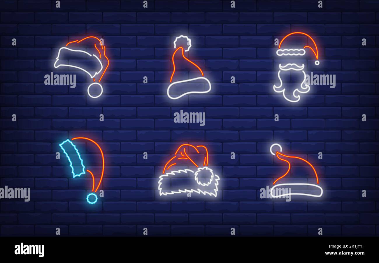 Christmas hat neon sign set Stock Vector Image & Art - Alamy