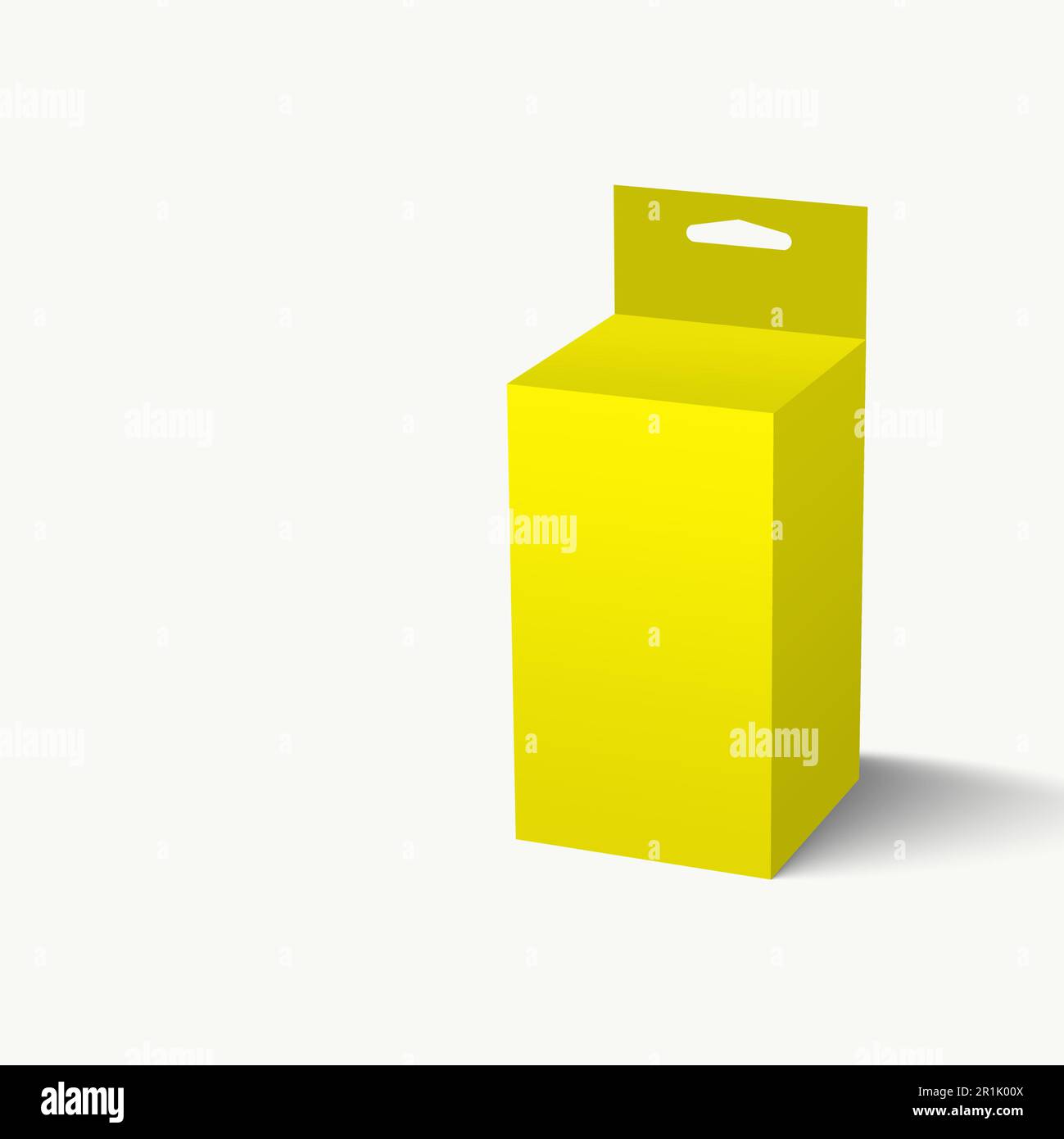 3d illustration yellow hang slot packaging box isolated on white ...