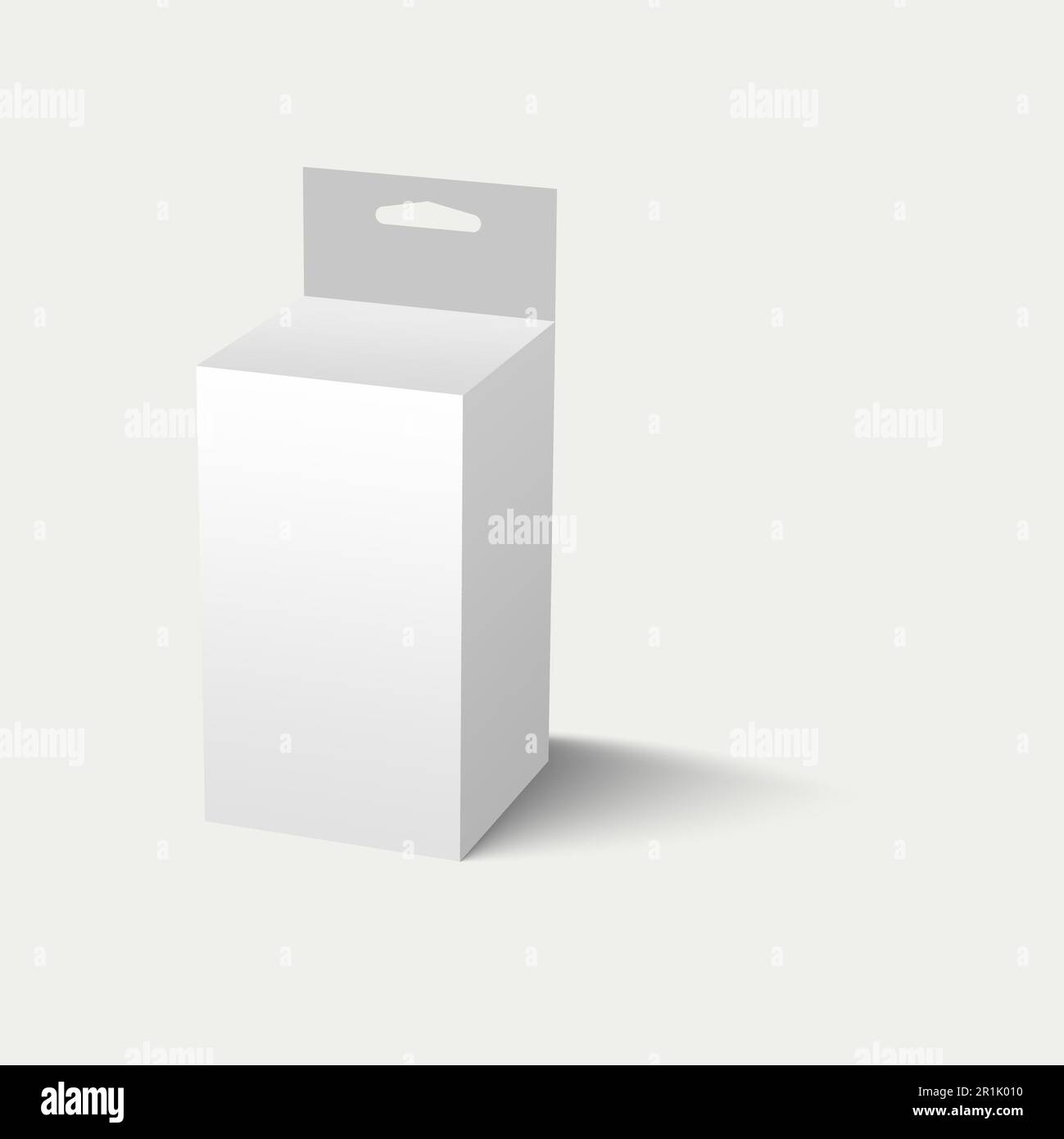 3d illustration white hang slot packaging box isolated on white ...