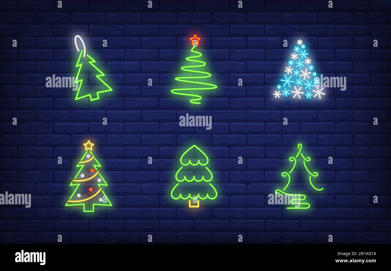 Christmas tree neon sign set Stock Vector Image & Art - Alamy