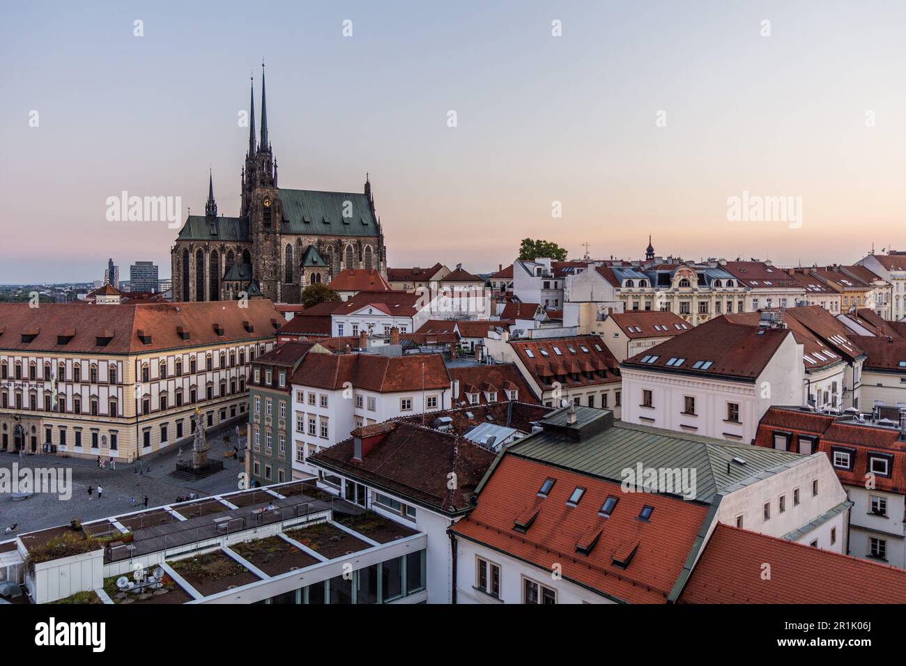 Skyline of Brno city with the cathedral of St. Peter and Paul, Czech ...