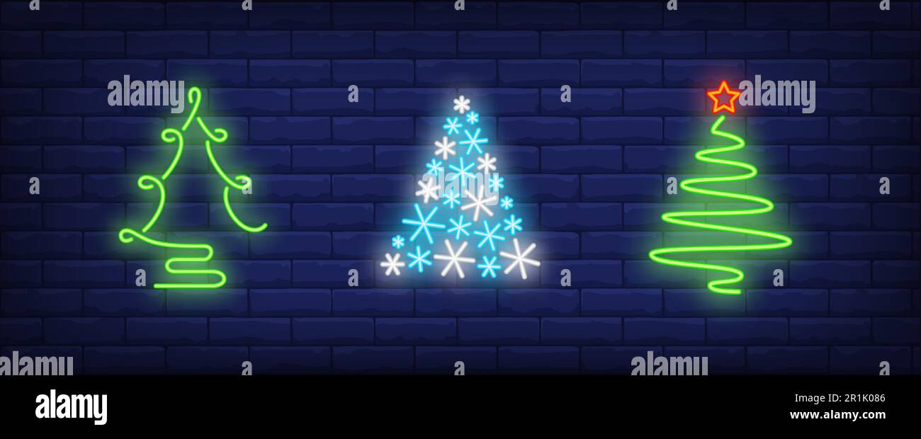Christmas tree neon sign set Stock Vector Image & Art - Alamy