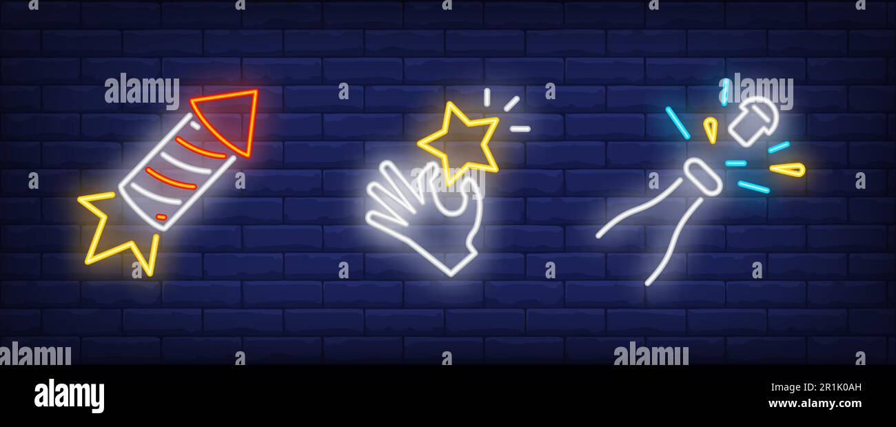 Festive event neon sign set Stock Vector Image & Art - Alamy