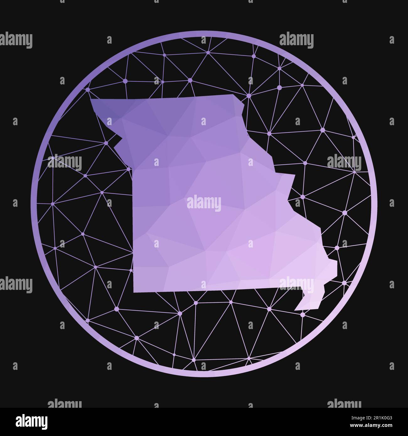 Missouri icon. Vector polygonal map of the US state. Missouri icon in ...