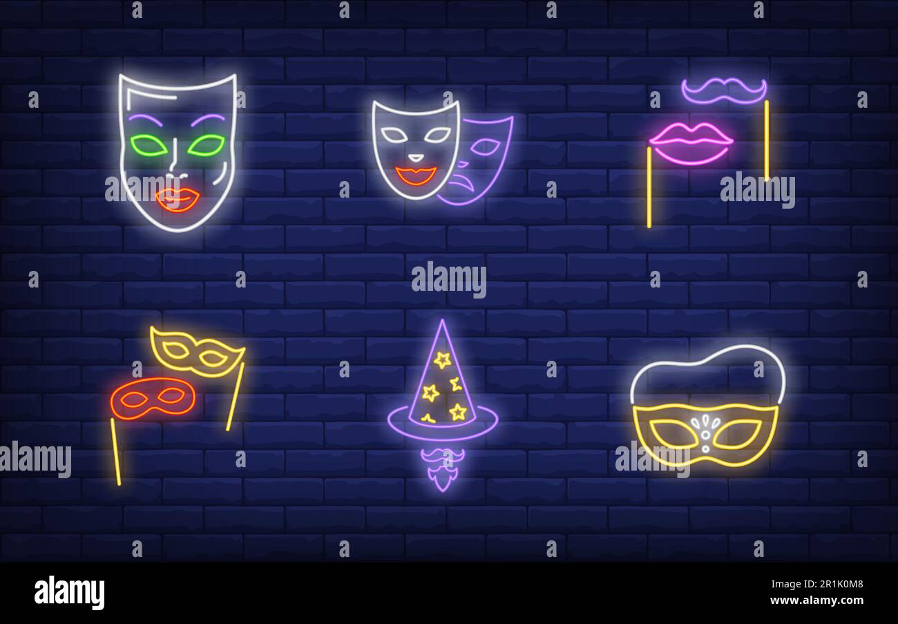Masquerade neon sign set Stock Vector Image & Art - Alamy