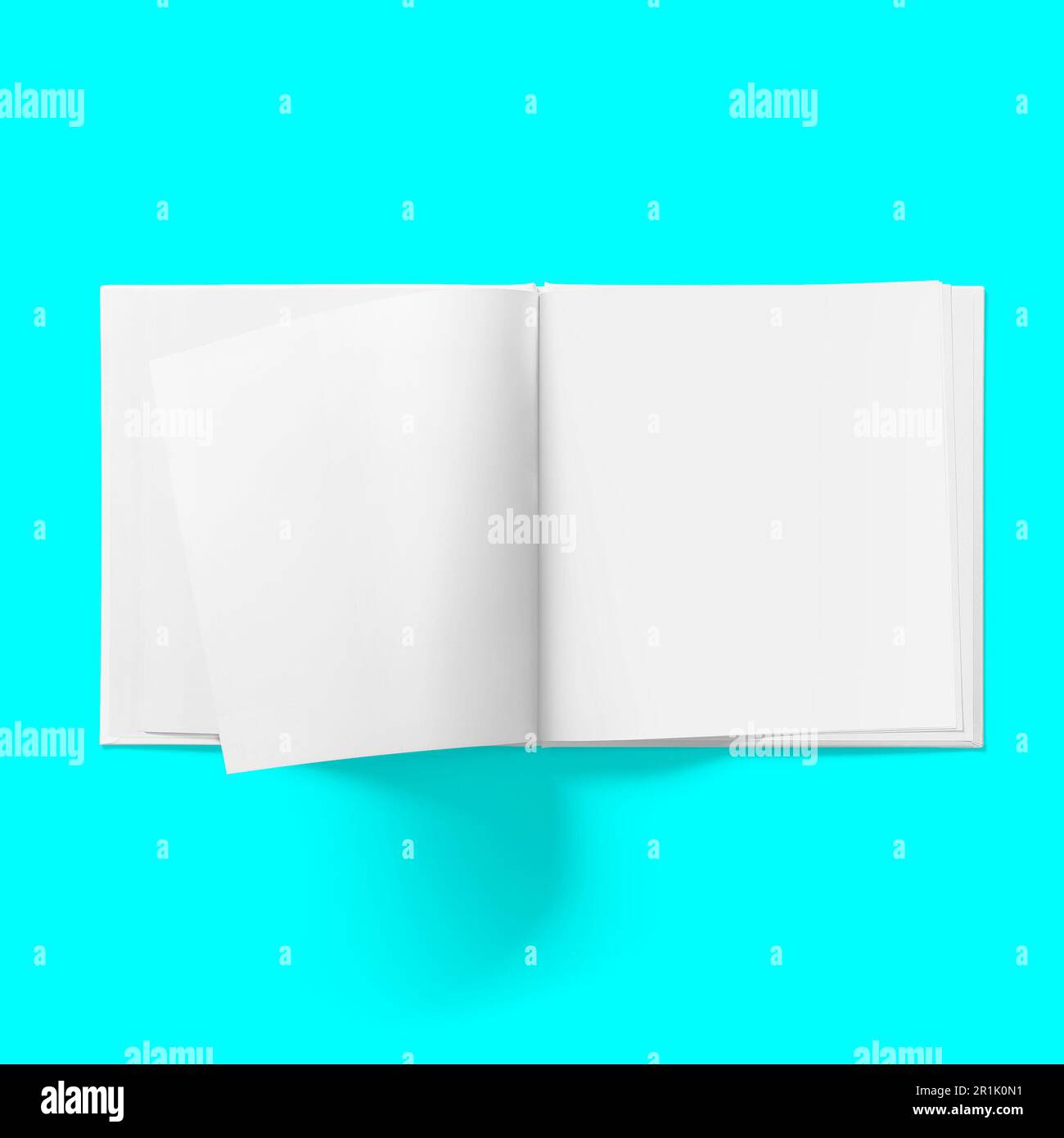 Back to school concept - Top view of blank hard cover book middle open ...