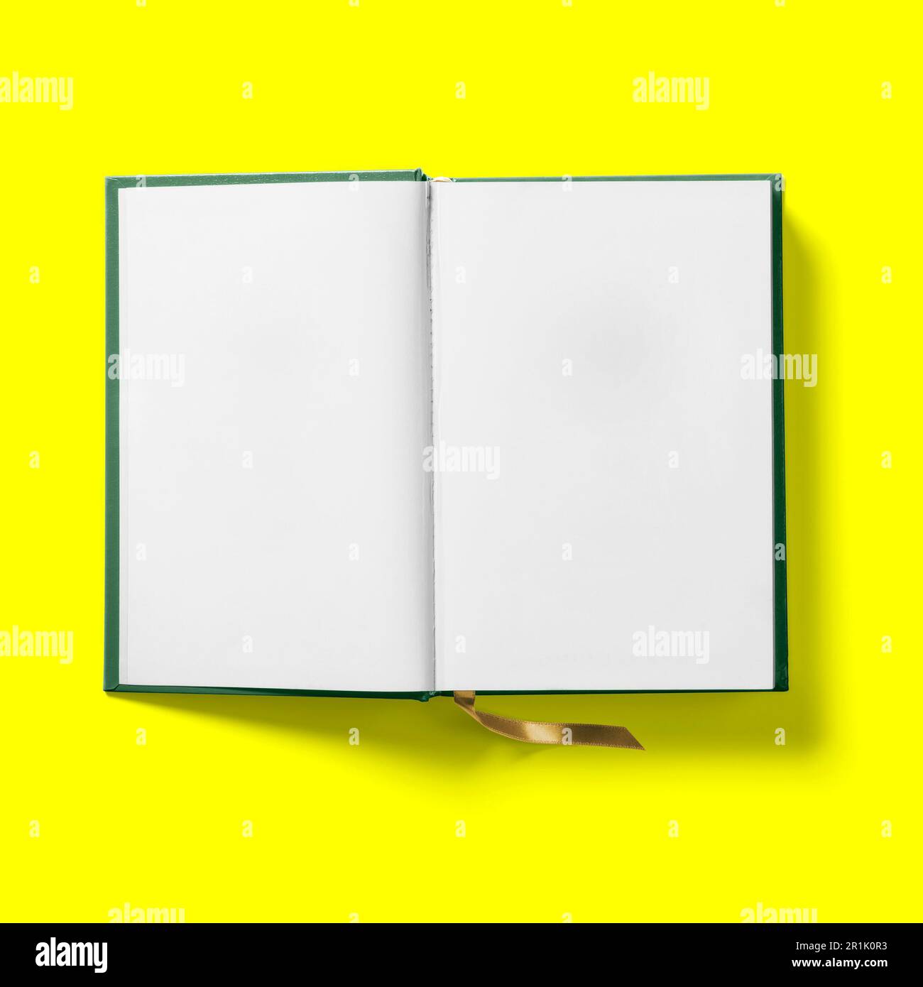 Back to school concept , hard cover dark green book first page open ...