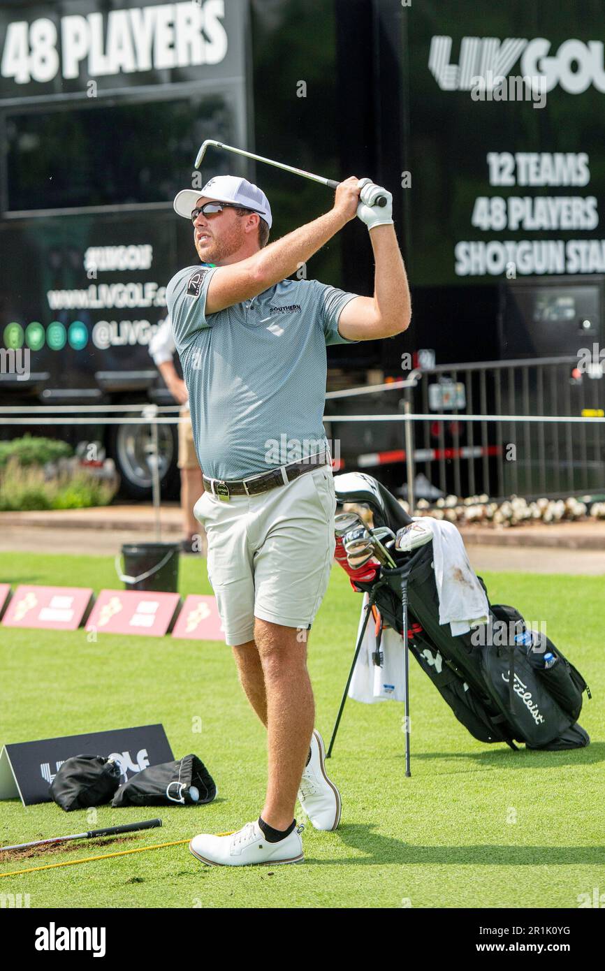 Alternate, Andy Ogletree of Majesticks GC hits on the driving range ...