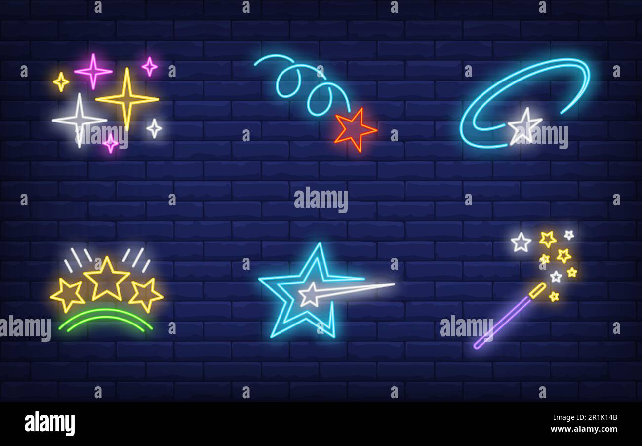 Christmas stars neon sign set Stock Vector Image & Art - Alamy