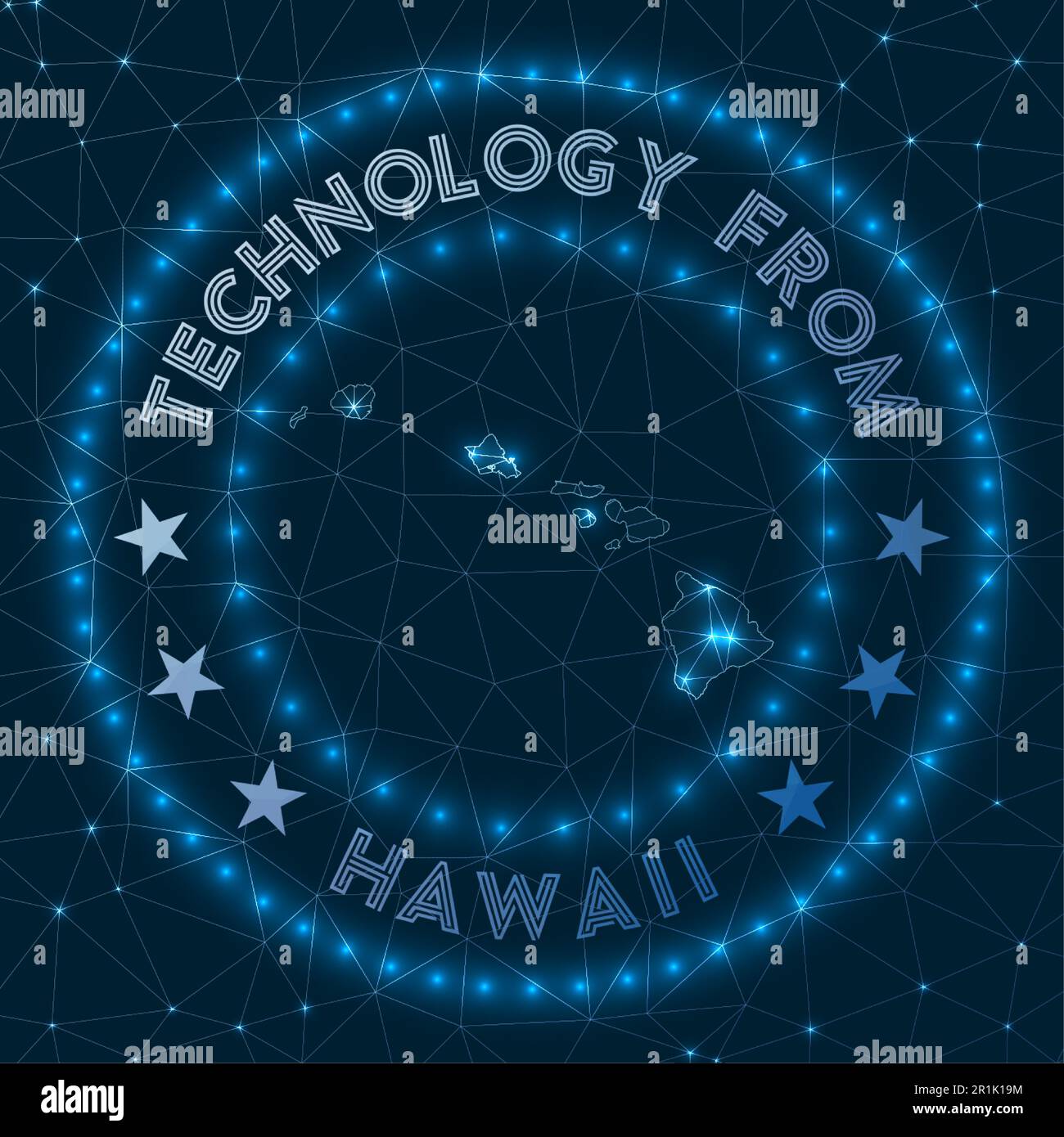 Technology From Hawaii. Futuristic geometric badge of the island ...
