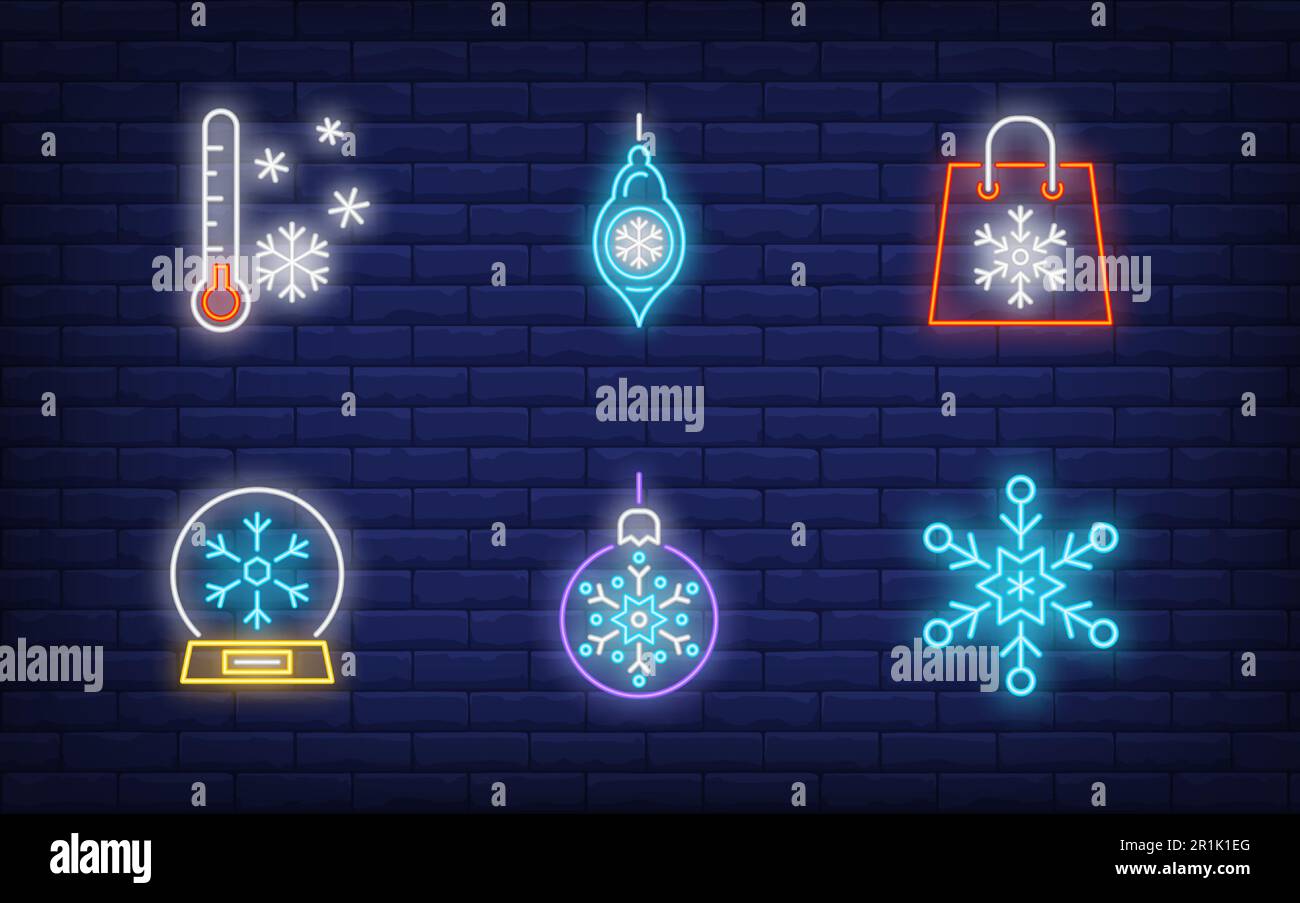 Winter neon sign set Stock Vector Image & Art - Alamy