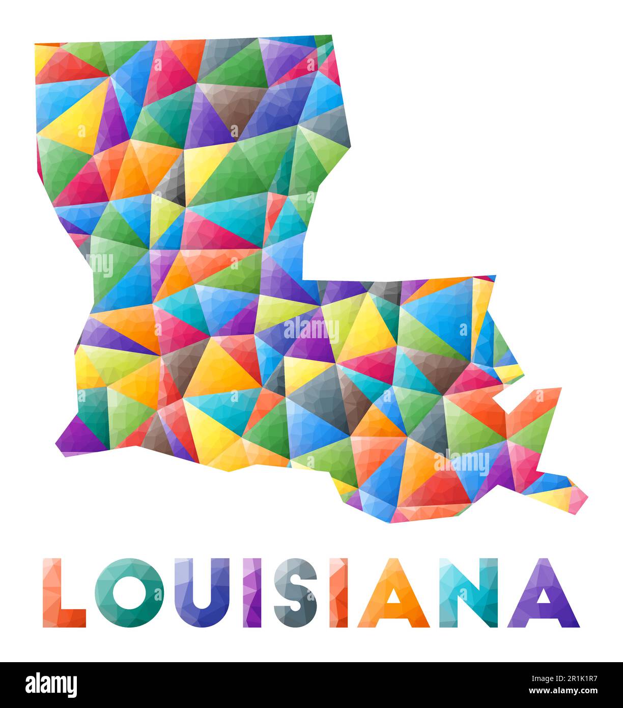 Louisiana - colorful low poly US state shape. Multicolor geometric ...