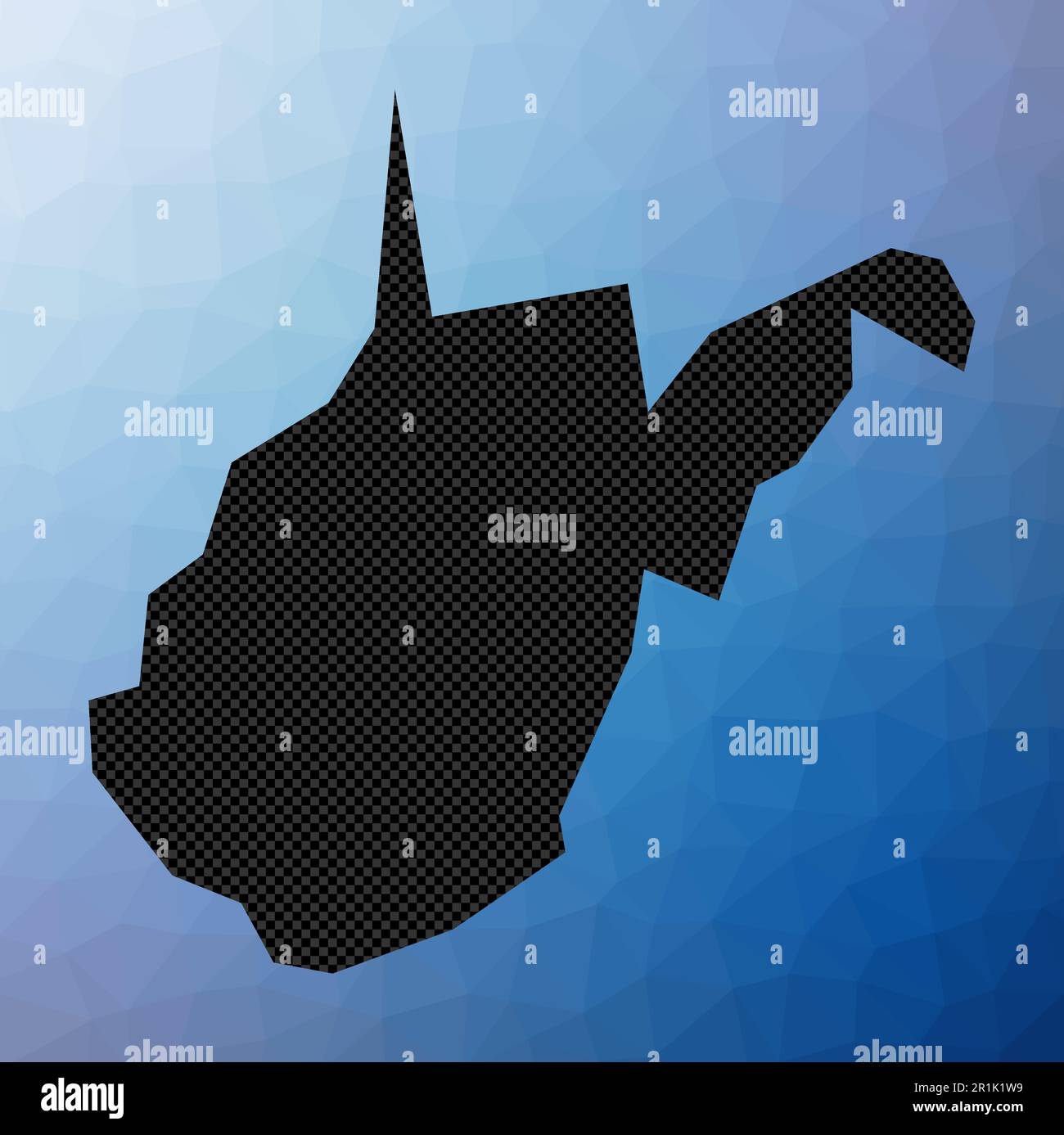 West Virginia geometric map. Stencil shape of West Virginia in low poly ...