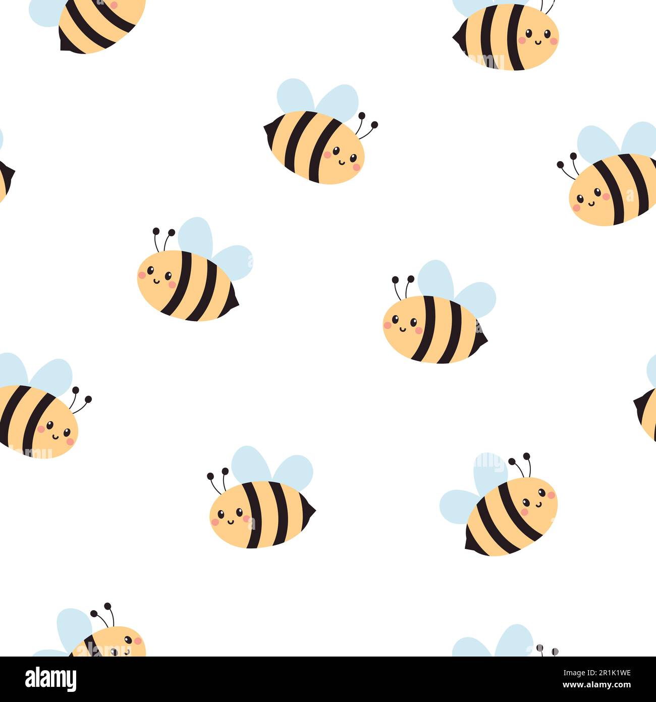 Cute seamless bee pattern. Cartoon vector illustration isolated on ...