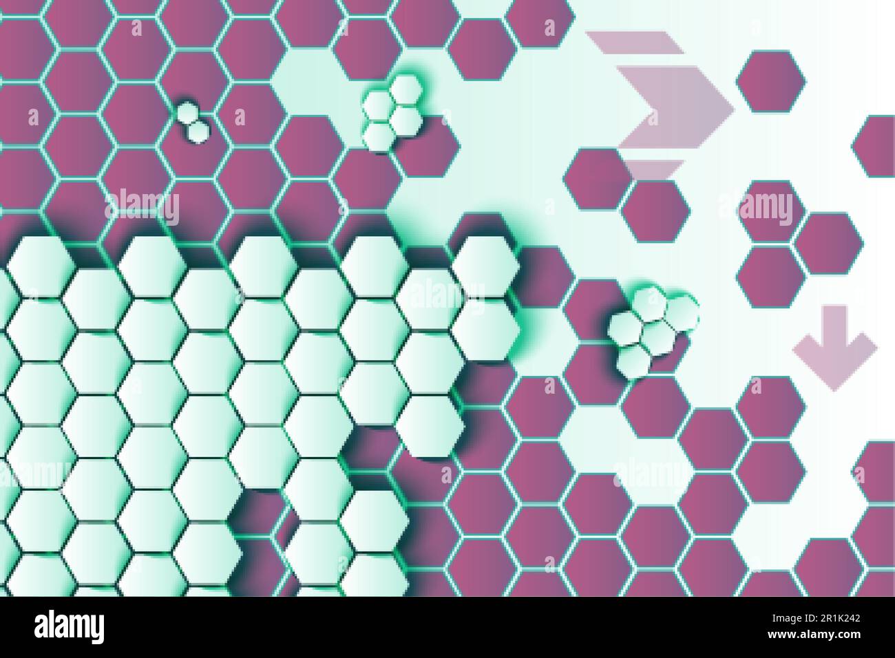 Hexagons and arrows vector background. 3d white honeycomb texture on ...