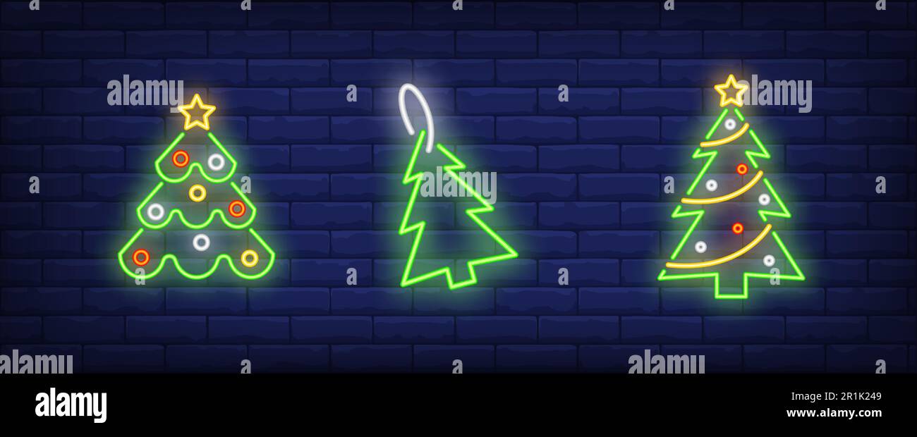Neon christmas trees Stock Vector Images - Alamy