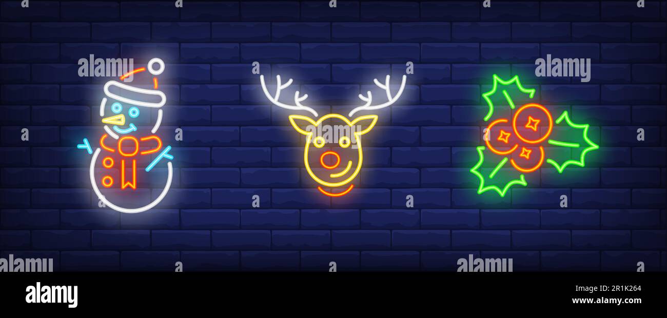 Christmas symbols neon sign hi-res stock photography and images - Alamy