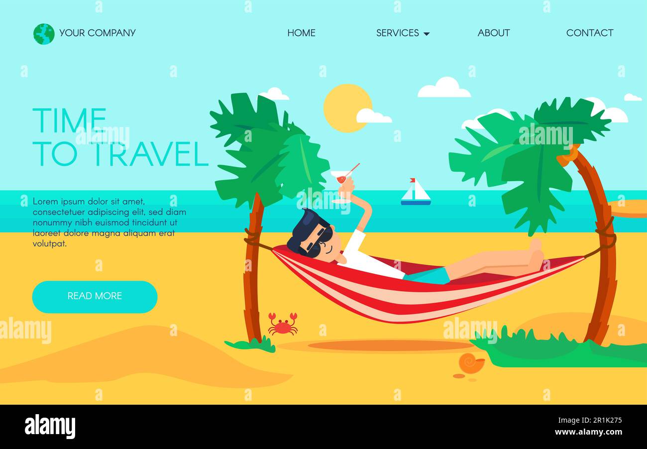 Travel agency website homepage template. Summer vacation, tropical ...