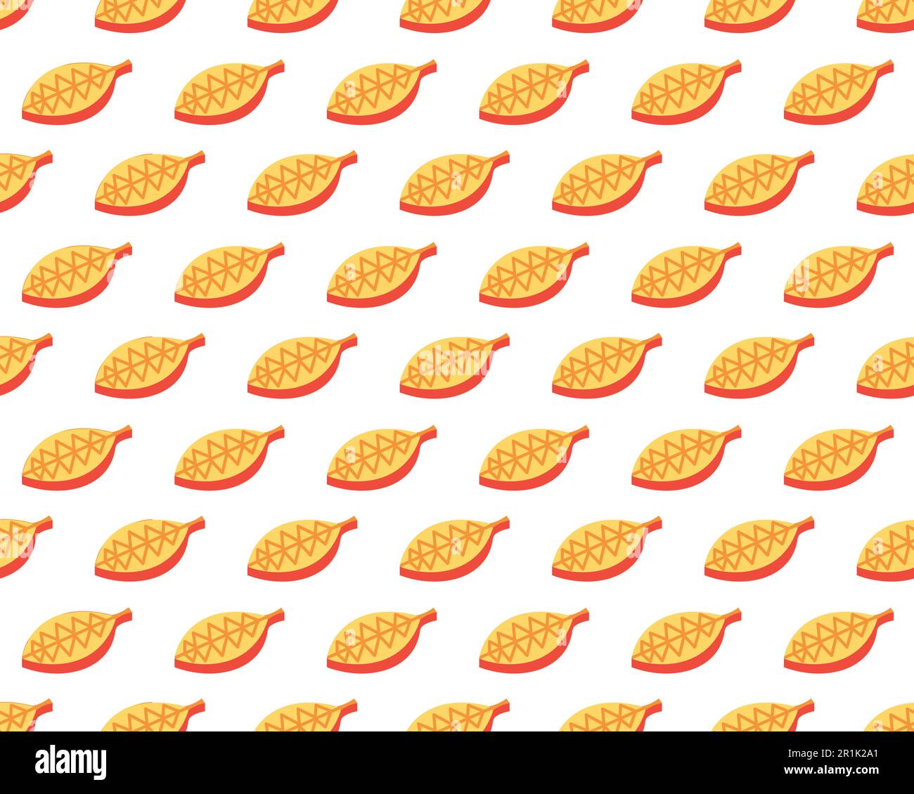 Orange leaves seamless color vector pattern. Flat ornate foliage ...