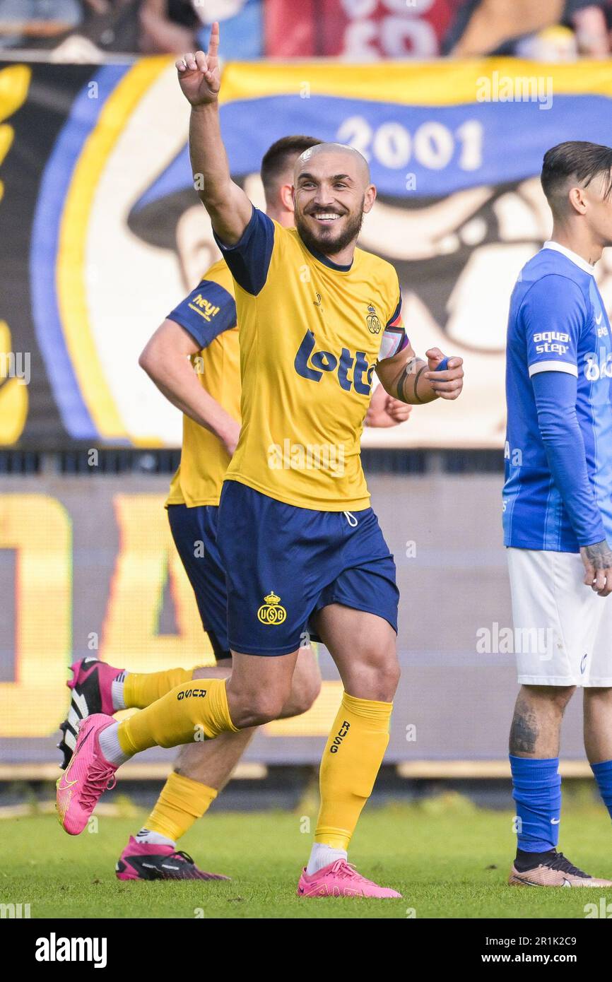 Brussels, Belgium. 14th May, 2023. Union's Teddy Teuma celebrates after ...