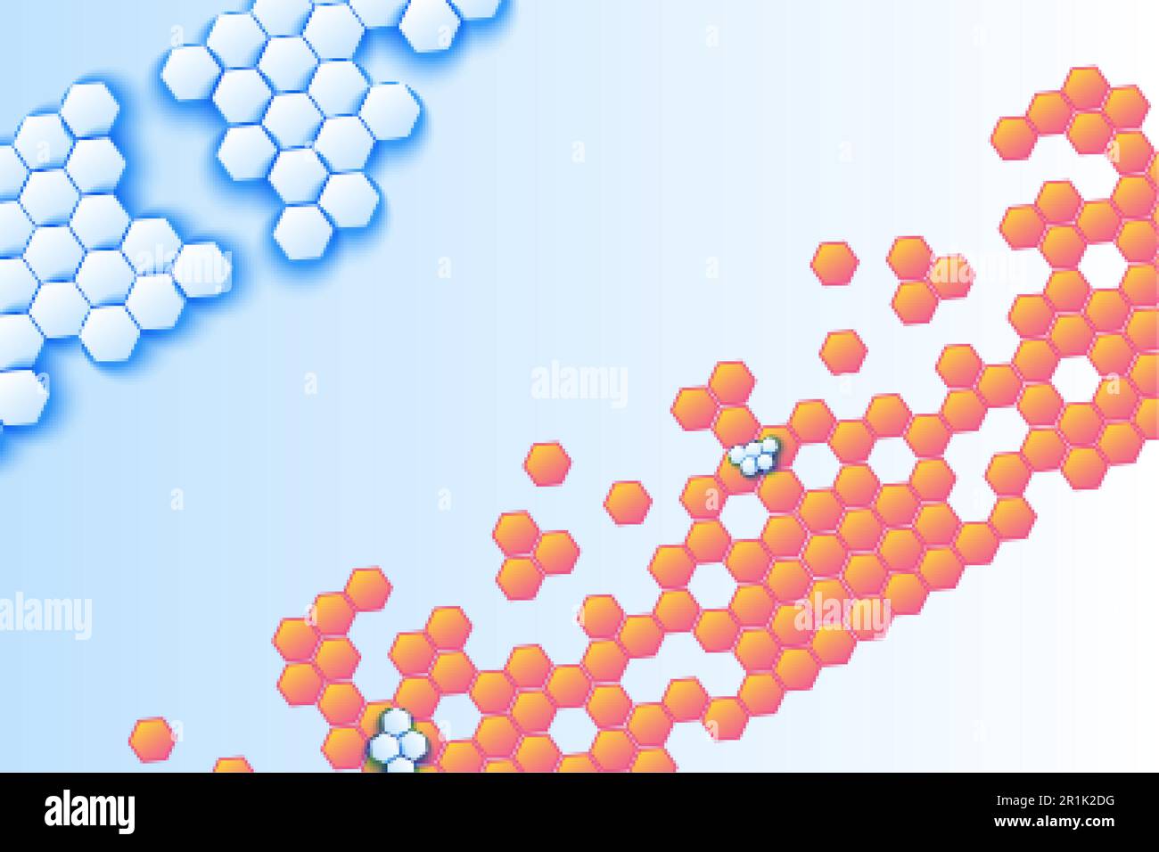 Honeycomb volumetric mosaic vector background. Blue and orange ...