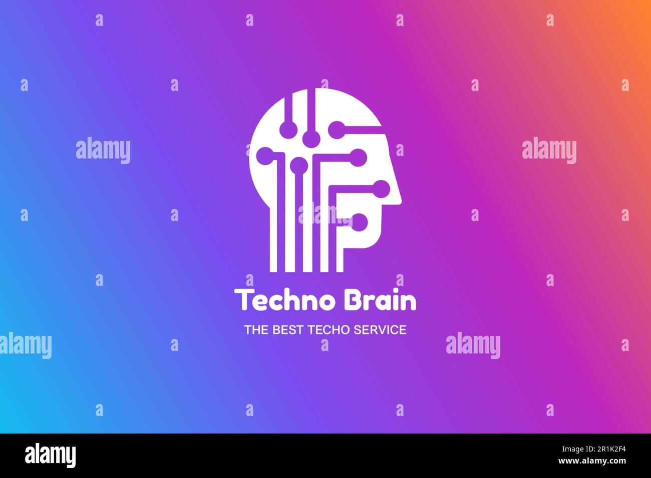 Man Head and Chip Techno Brain Multimedia Logo. Modern Creative Idea Symbol. Innovation ...