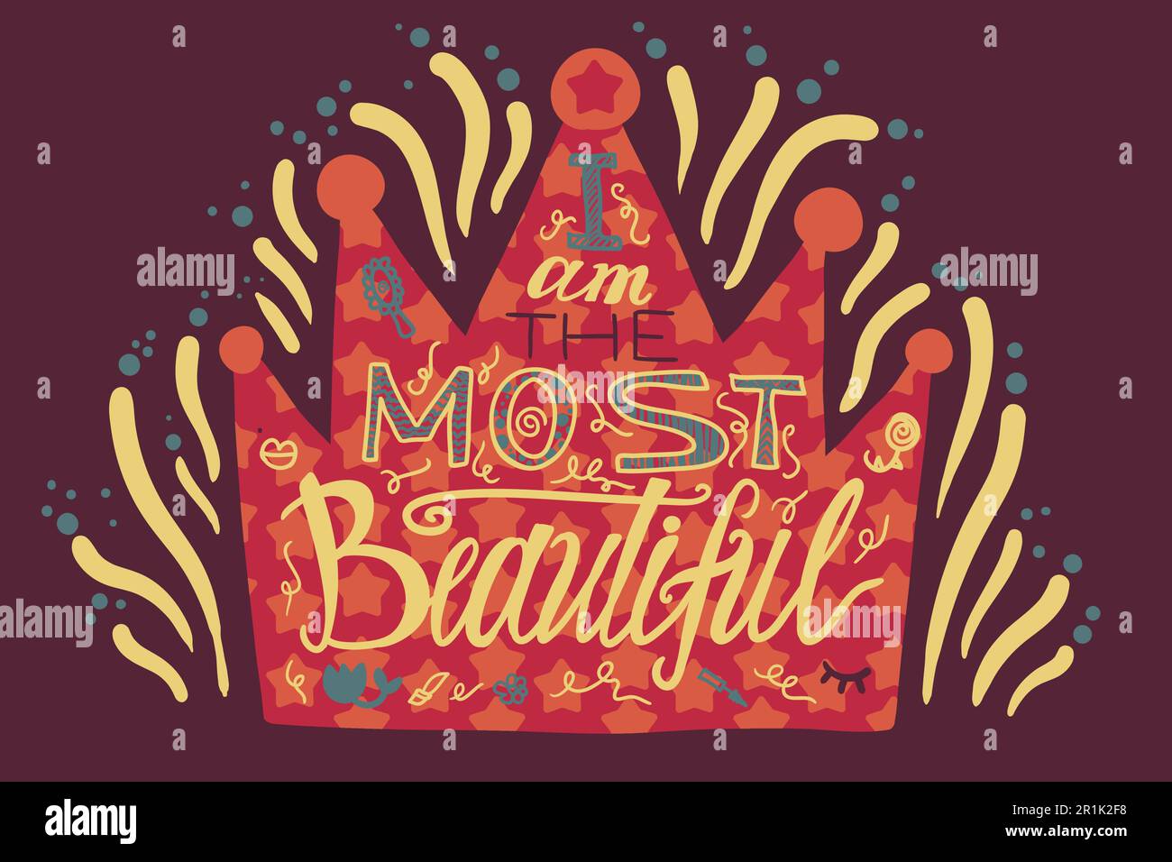 Colorful Drawn Crown with Bright Fireworks Banner. Luxury Monarch or ...