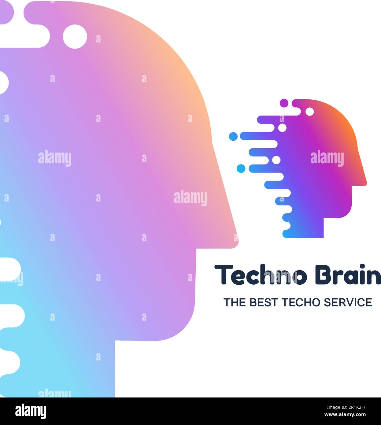 Techno brain vector banner template. Corporate identity. IT company minimalistic logotype ...