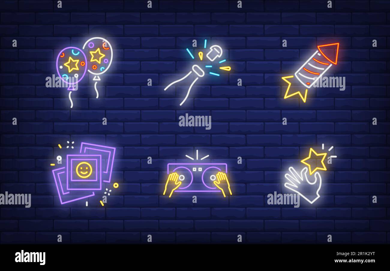 Party neon sign set Stock Vector Image & Art - Alamy