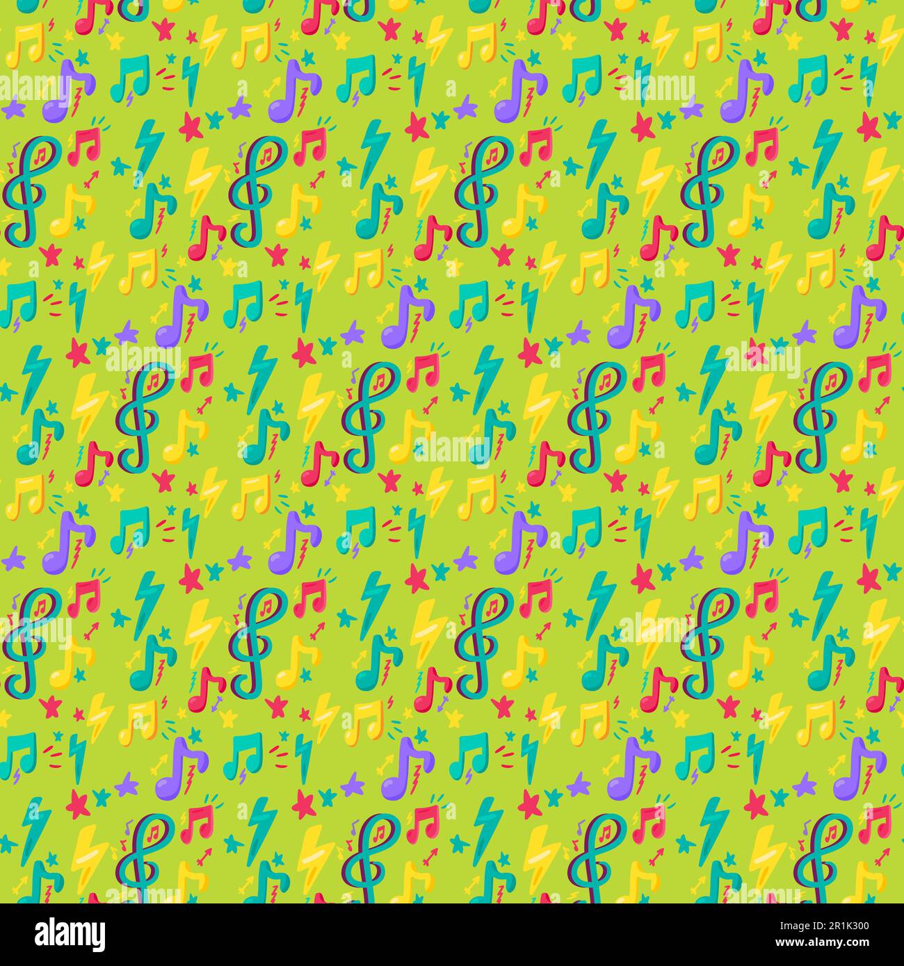Colorful Design Musical Note Flat Seamless Pattern. Abstract Music ...