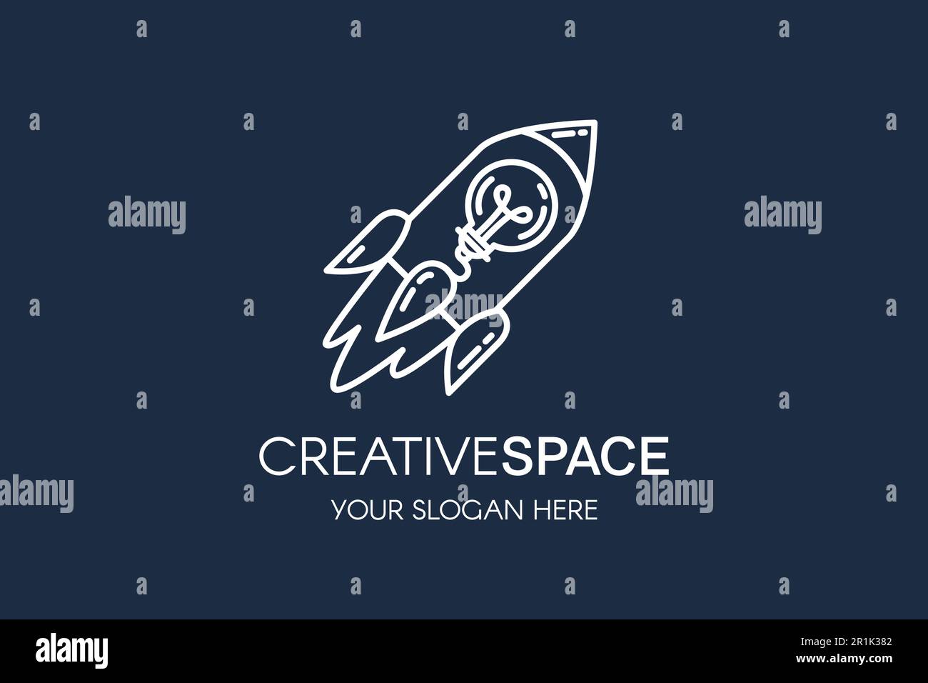Rocket and light bulb linear vector logo template. Startup logotype ...