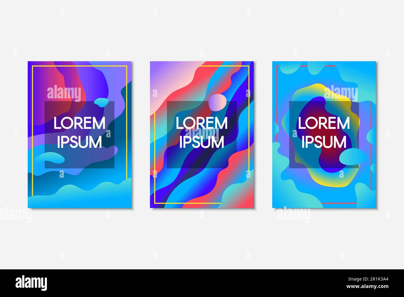 Abstract glowing fluid banner set. Colorful trendy backgrounds with ...