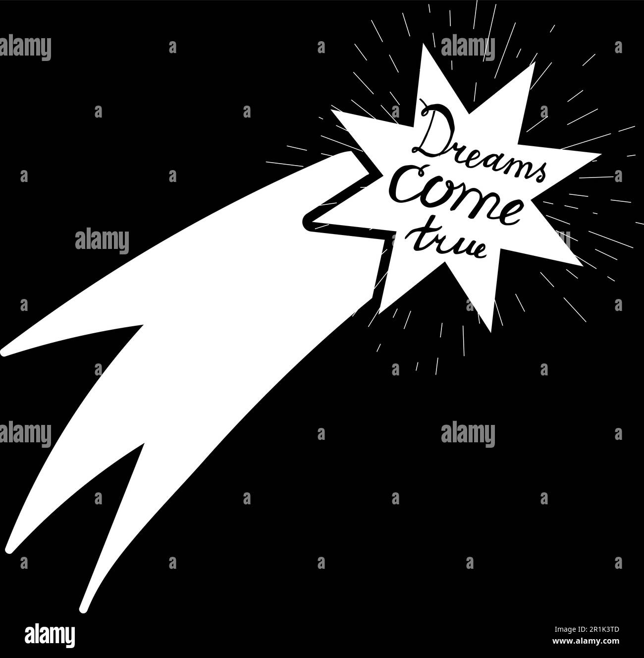 Art Poster Dreams Come True Original Hand Drawn Quote on Chalkboard ...