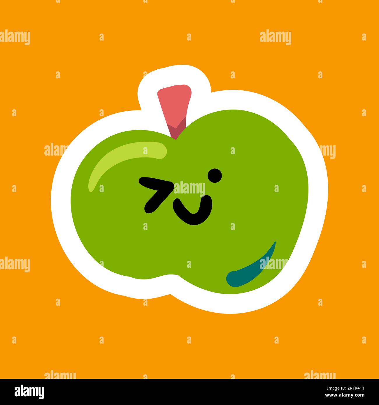 Winking apple cartoon kawaii character. Apple fruit isolated vector ...
