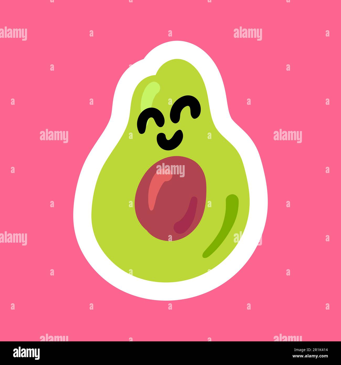 Happy avocado cartoon flat kawaii. Avocado fruit vector isolated ...