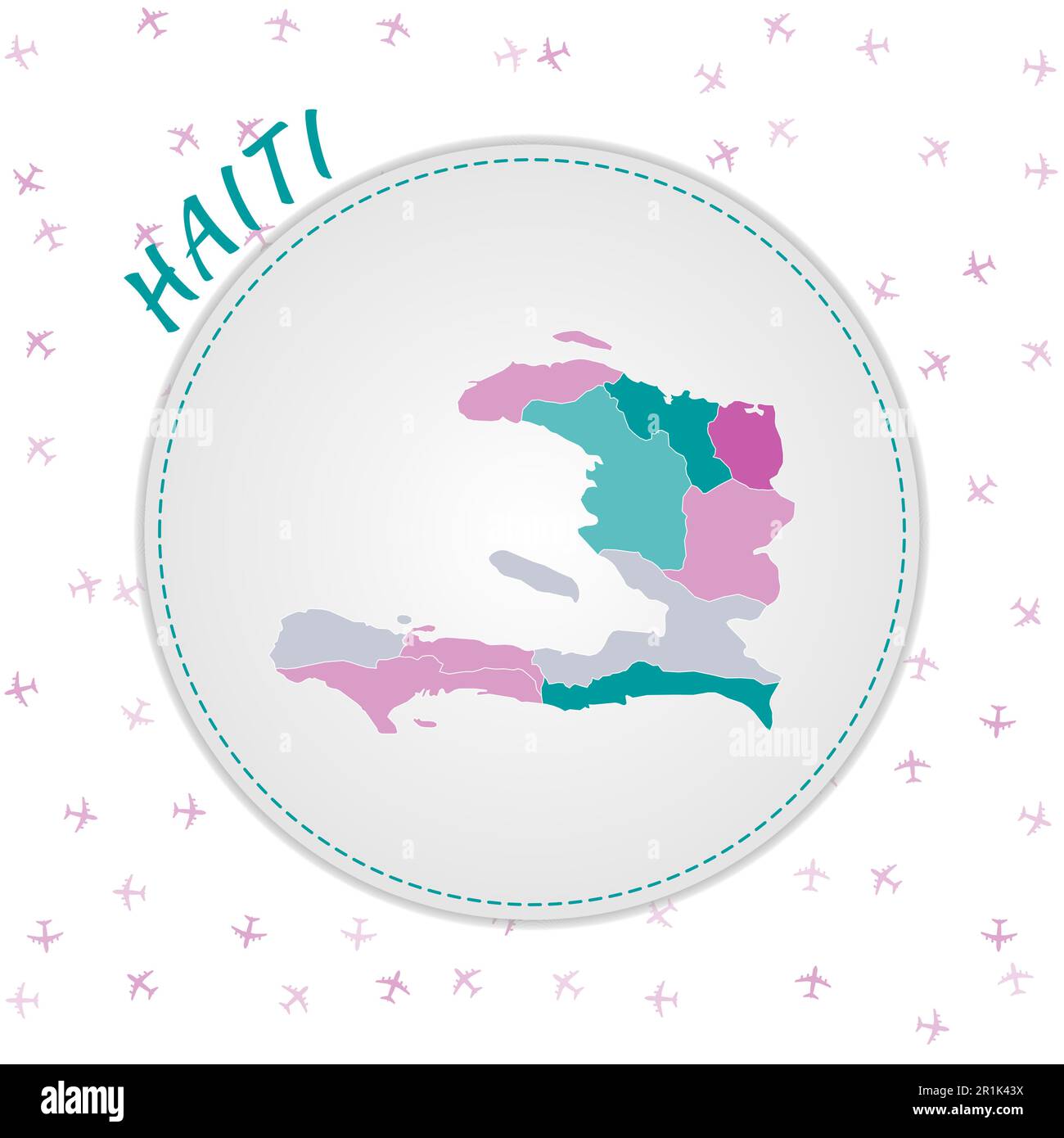 Haiti map design. Map of the country with regions in emerald-amethyst ...