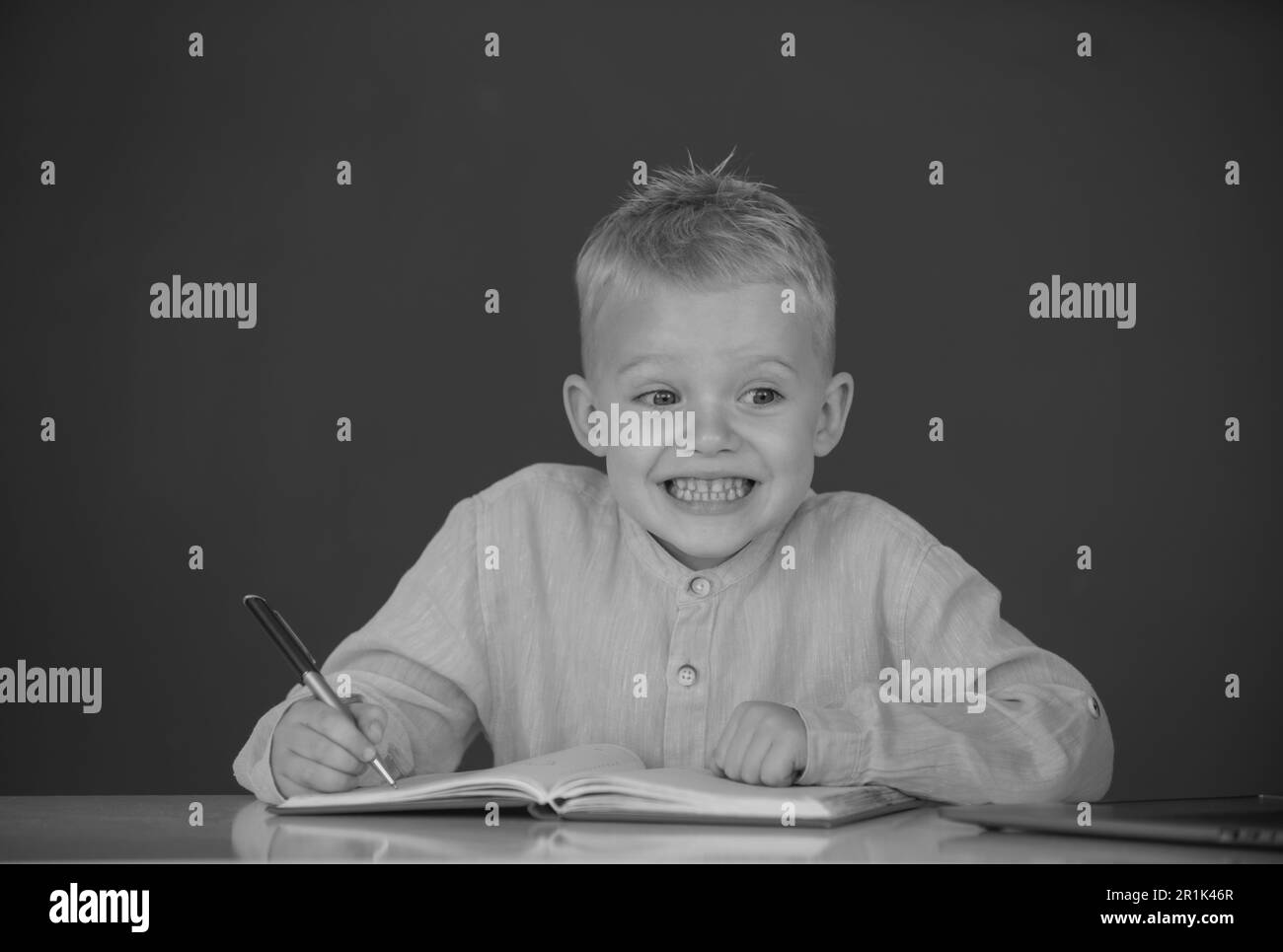Primary school kids in class Black and White Stock Photos & Images - Alamy