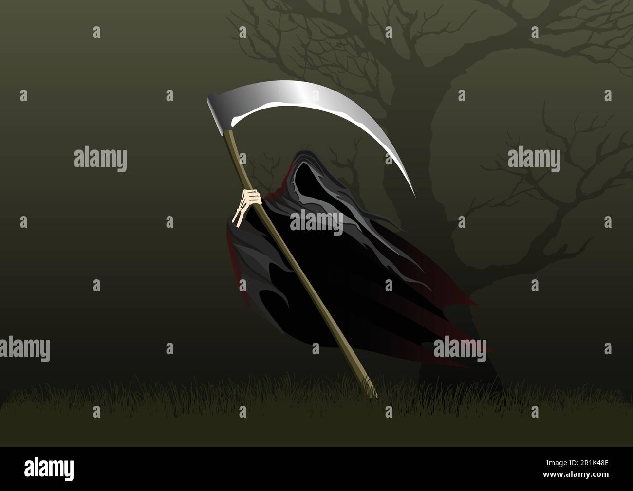 Illustration of a grim reaper in the dark night Stock Vector Image ...