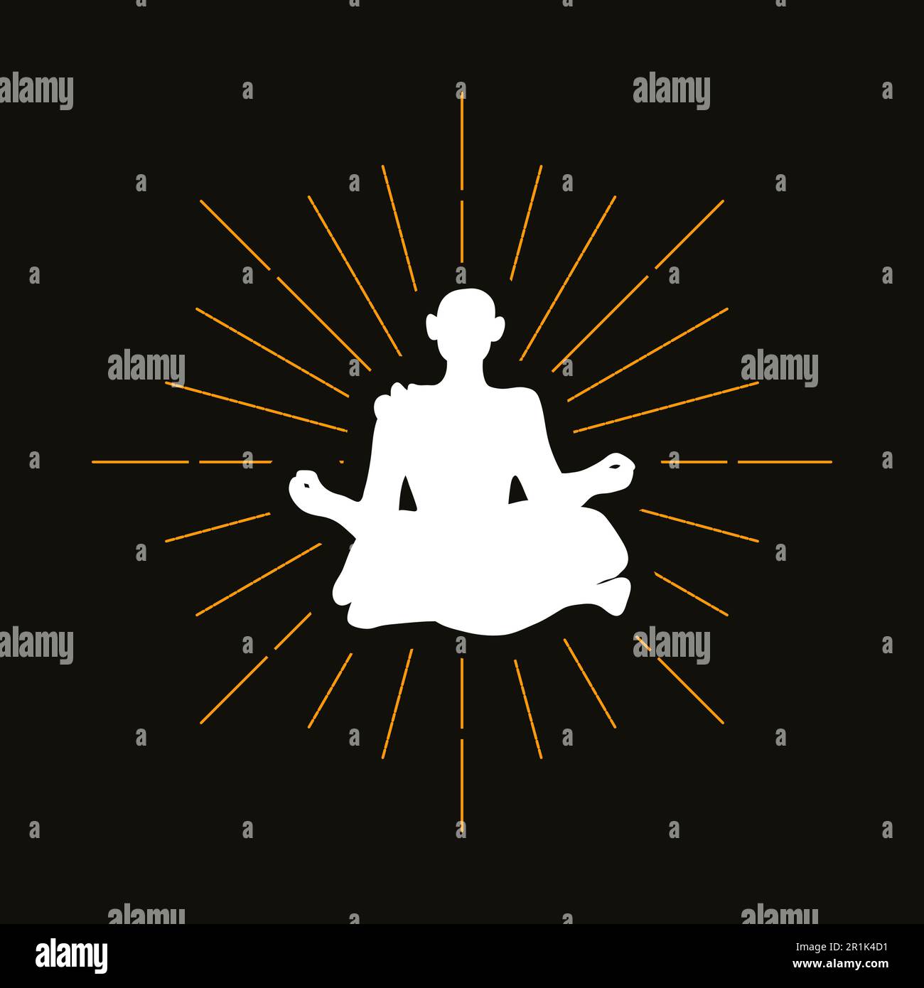Retro buddhist monk silhouette. Yoga, fitness vector symbol. Meditation ...