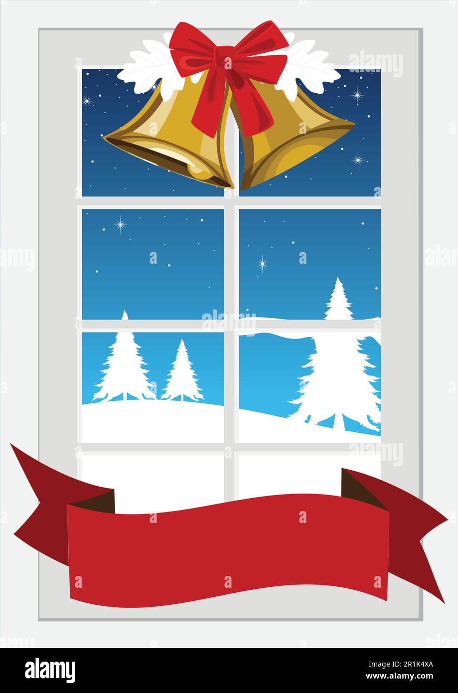 Illustration of a window with Christmas decoration Stock Vector Image ...