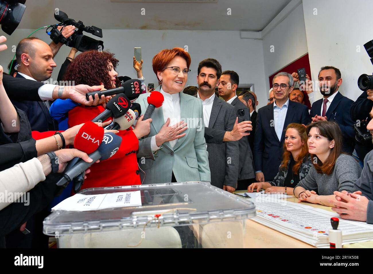 Istanbul, Turkey. 14th May, 2023. Leader of IYI Party Meral Aksener ...