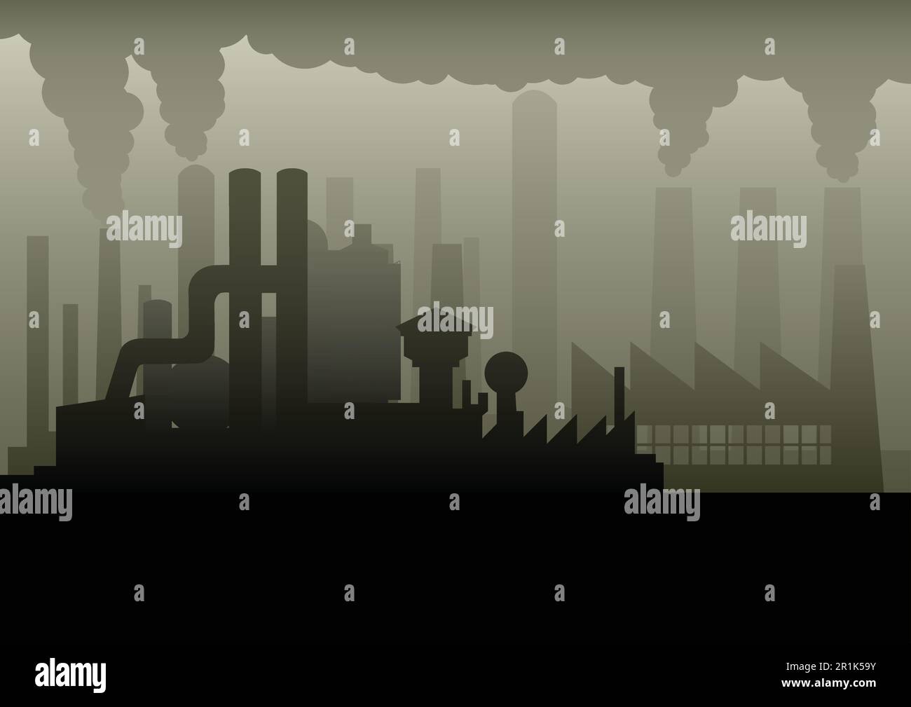 Silhouette illustration of factories with smoke Stock Vector Image ...