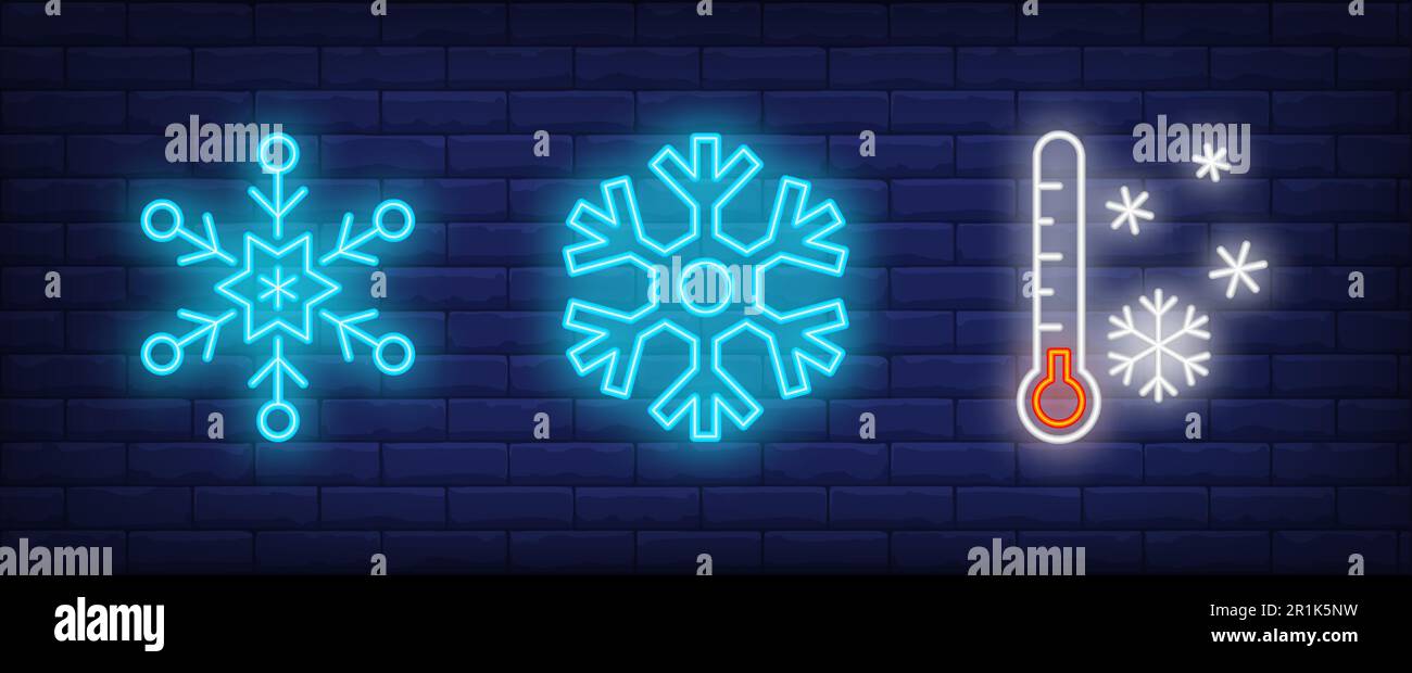 Snowfall neon sign set Stock Vector Image & Art - Alamy