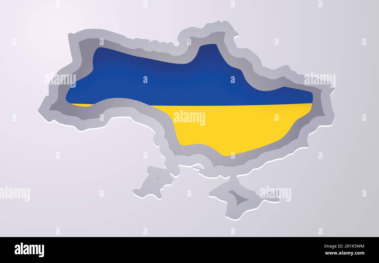 Creative Ukraine map with flag colors in paper cut style. Vector ...