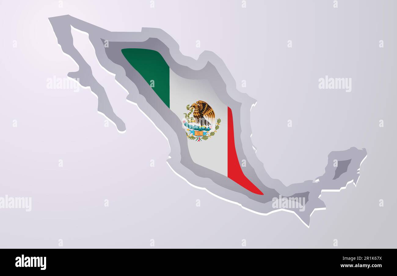 Creative Mexico map with flag colors in paper cut style. Vector ...