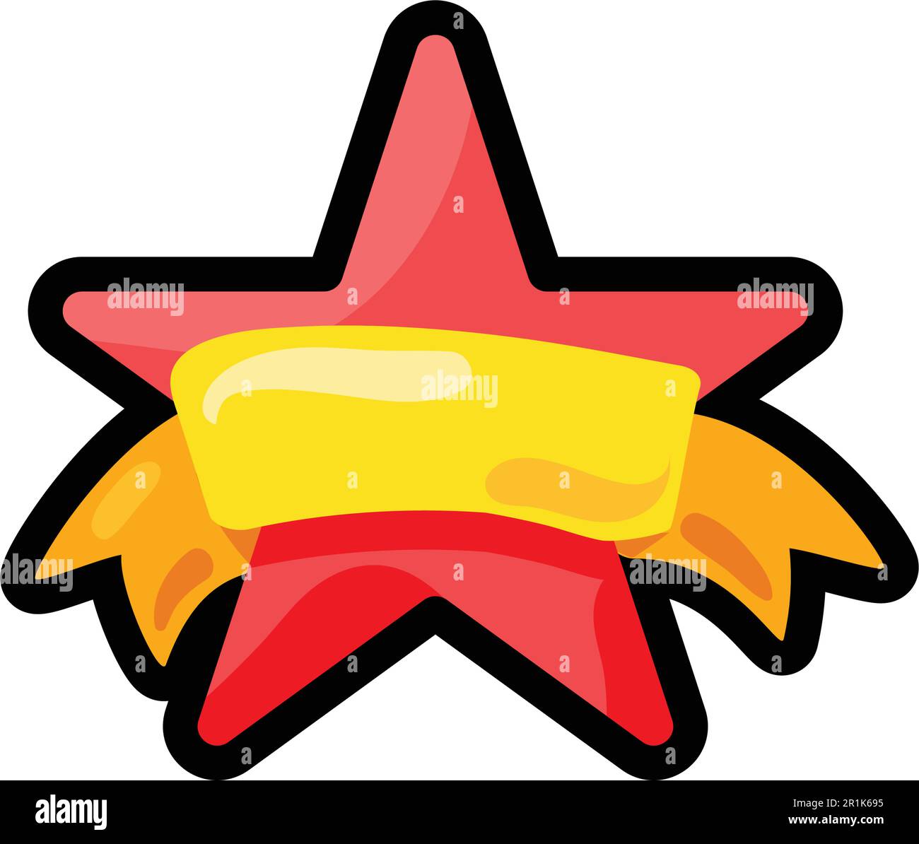 Star with ribbon cartoon color illustration. Award, trophy, reward ...